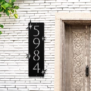 Mid Century Modern Address Sign, Vertical Metal House Numbers, Retro ...