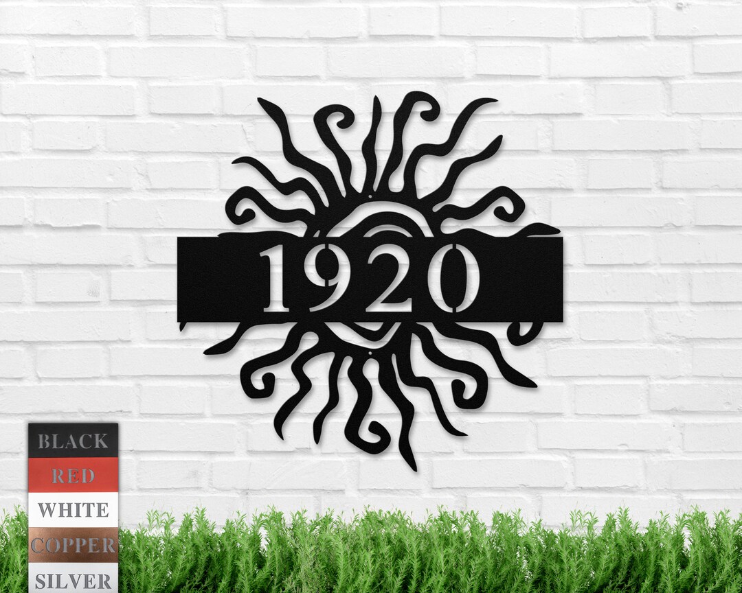 Wacky Sun Metal Address Sign, House Number Sign, Outdoor Sun Sign ...