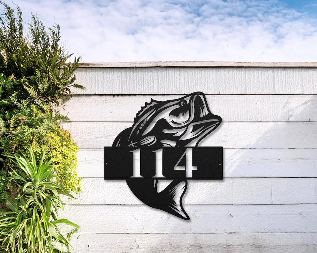 Bass Fish Address Sign, House Number Sign, Address Plaque, Door Number ...