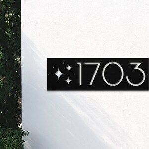 Mid Century Modern Metal Address Sign, Stars Design - Etsy