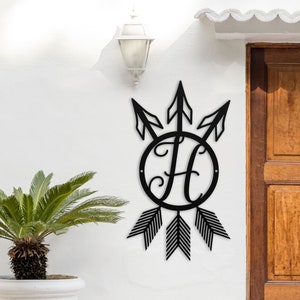 Arrow Metal Monogram Sign, Front Door Sign, Man Cave Decor,archery Wall ...