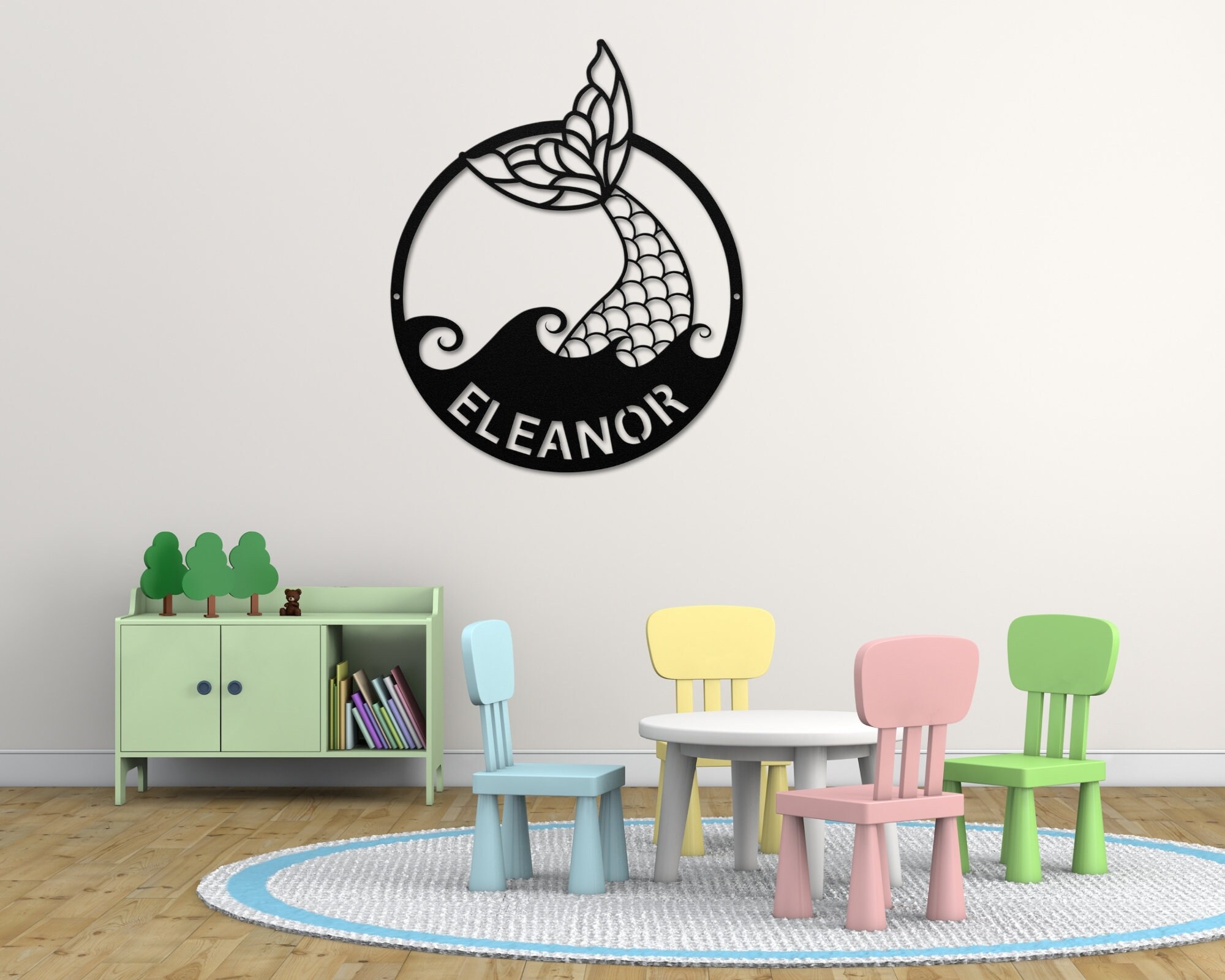 Mermaid Metal Sign for Girl's Nursery, Custom Laser Cut Name Sign ...