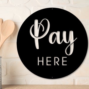 Pay Here Metal Sign Business Sign, Custom Coffee Shop Restaurant Sign ...