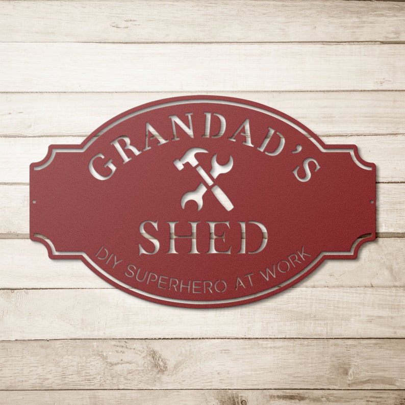 Personalized Grandad's Shed Metal Sign: Workshop Garage Decor, Woodshop ...