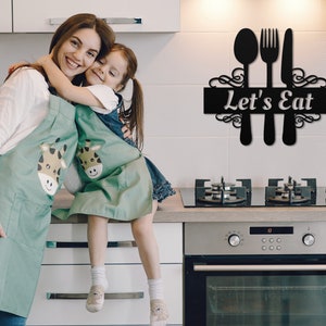 Let's Eat Sign, Kitchen Metal Sign Large, Dining Room Decor, Metal Wall ...
