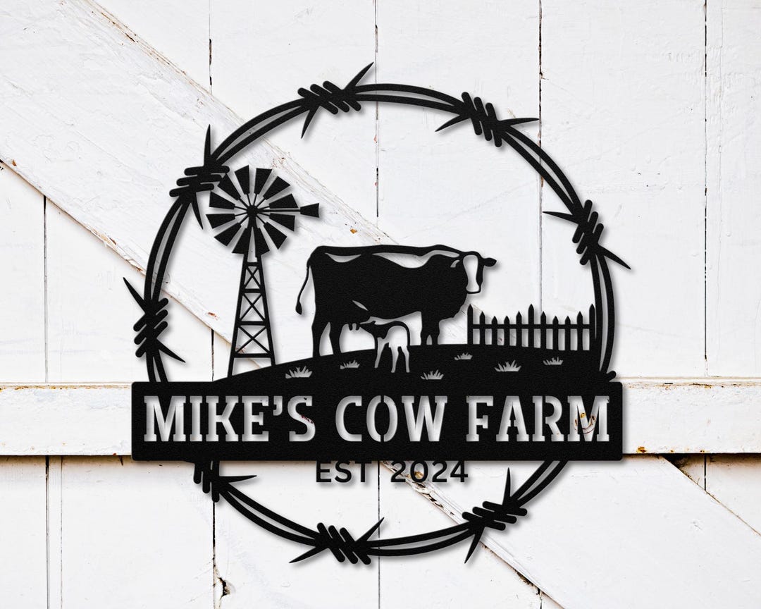 Custom Cow Metal Sign, Cattle Ranch Name Sign, Large Barn Sign ...