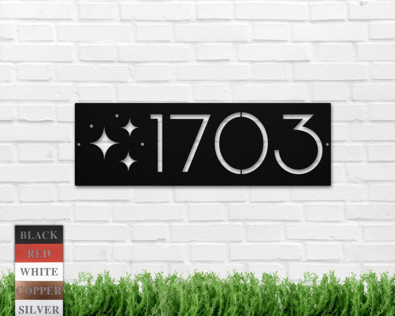Mid Century Modern Metal Address Sign, Stars Design - Etsy
