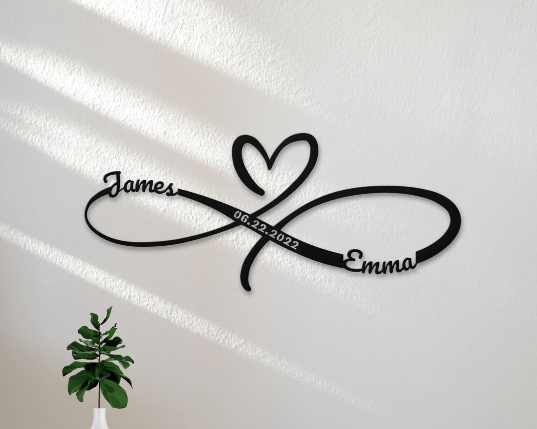 Infinity Metal Sign, Couple Name Heart Sign, Custom Wedding Gift, 1rst ...