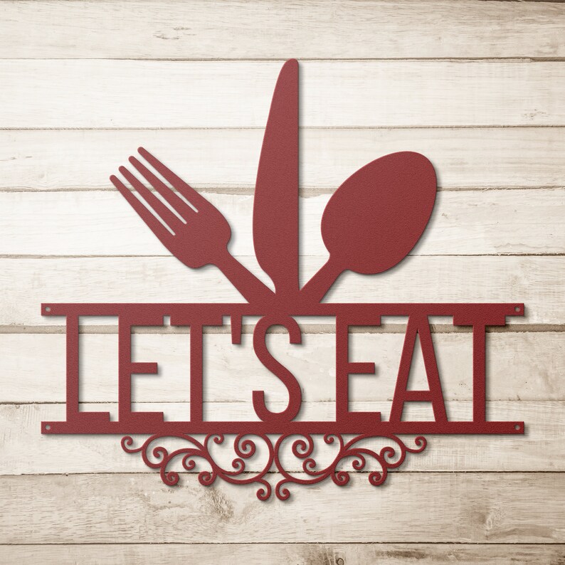 Let's Eat Sign Kitchen Metal Sign Large Dining Room - Etsy