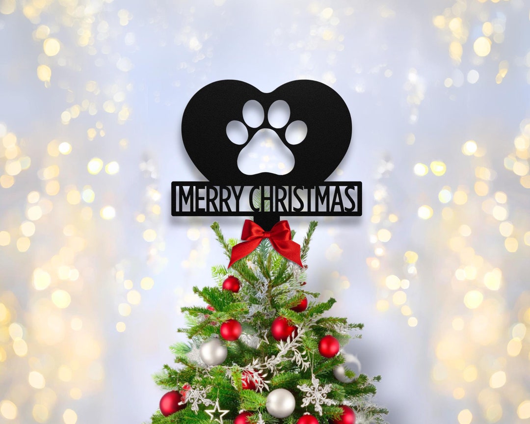 Personalized Dog Paw Christmas Tree Topper: Pet Name Holiday Decor ...