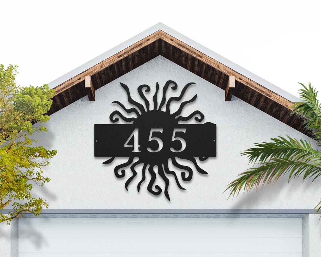 Wacky Sun Metal Address Sign, House Number Sign, Outdoor Sun Sign ...