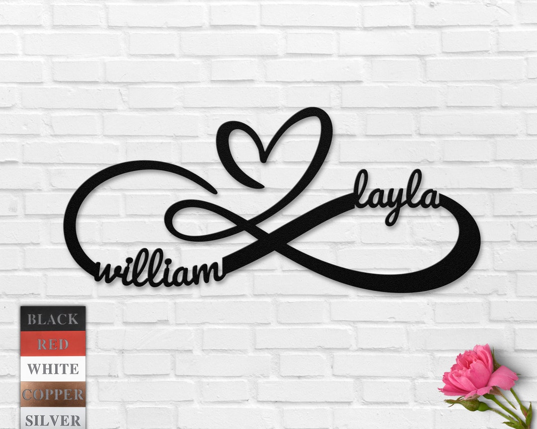 Infinity Heart Sign, Couple Name Sign, Custom Metal Sign, Personalized ...
