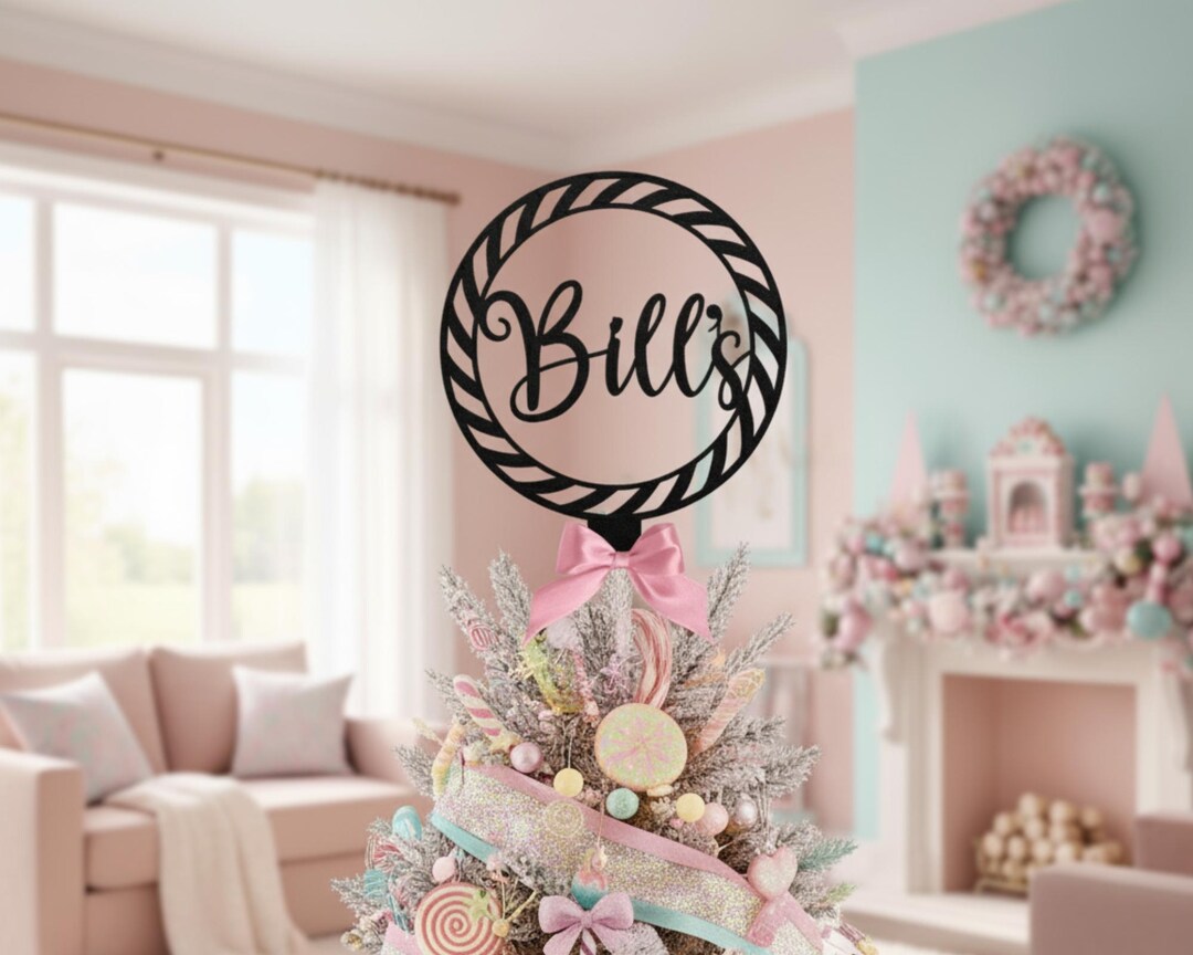 Candy Cane Christmas Tree Topper- Custom Dreamy Holiday Living Room ...
