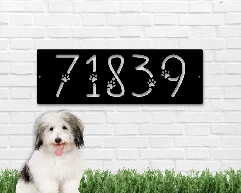 Paw Print Metal House Number Sign: Front Porch Address Plaque, House ...