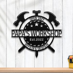 Personalized Metal Workshop Sign – Custom Garage or Woodshop Decor - Etsy