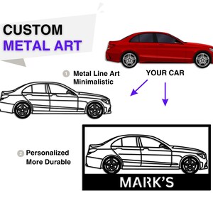 Custom Metal Car Silhouette Wall Line Art: Personalized Auto Decor ...
