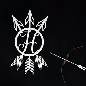 Arrow Metal Monogram Sign, Front Door Sign, Man Cave Decor,archery Wall ...