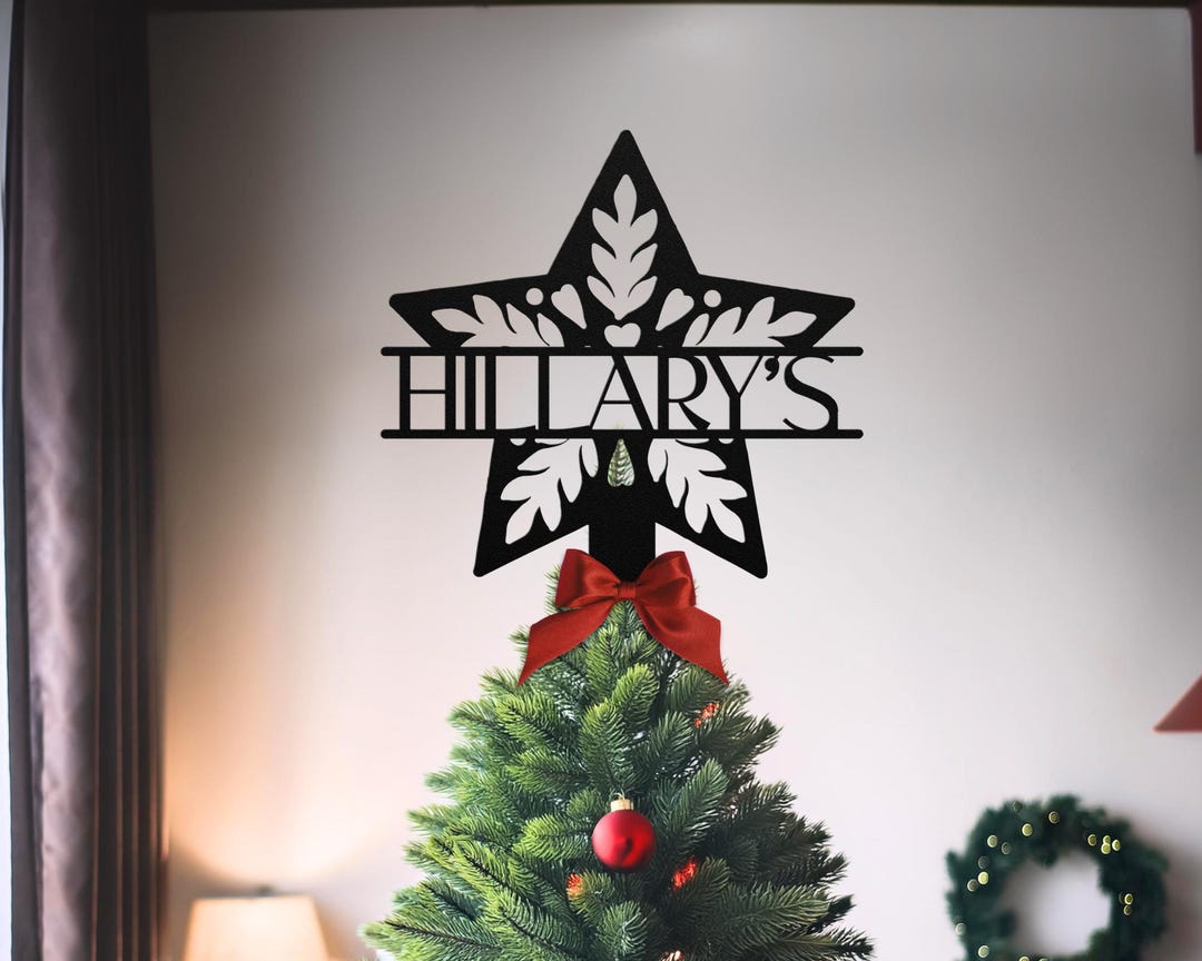 Personalized Star Metal Tree Topper, Custom Laser Cut Name Christmas ...