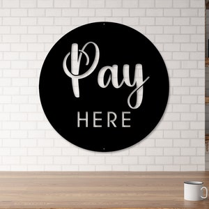 Pay Here Metal Sign Business Sign, Custom Coffee Shop Restaurant Sign ...
