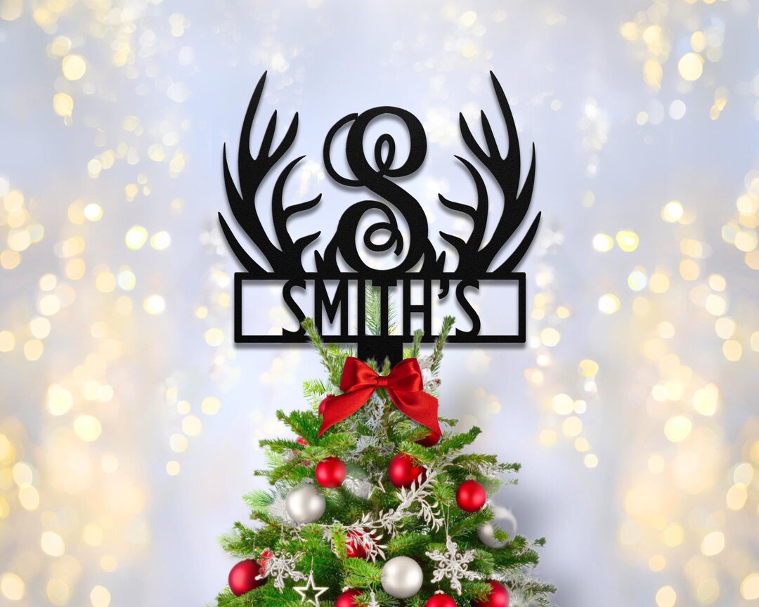 Custom Deer Antler Christmas Tree Topper: Personalized Family Name ...