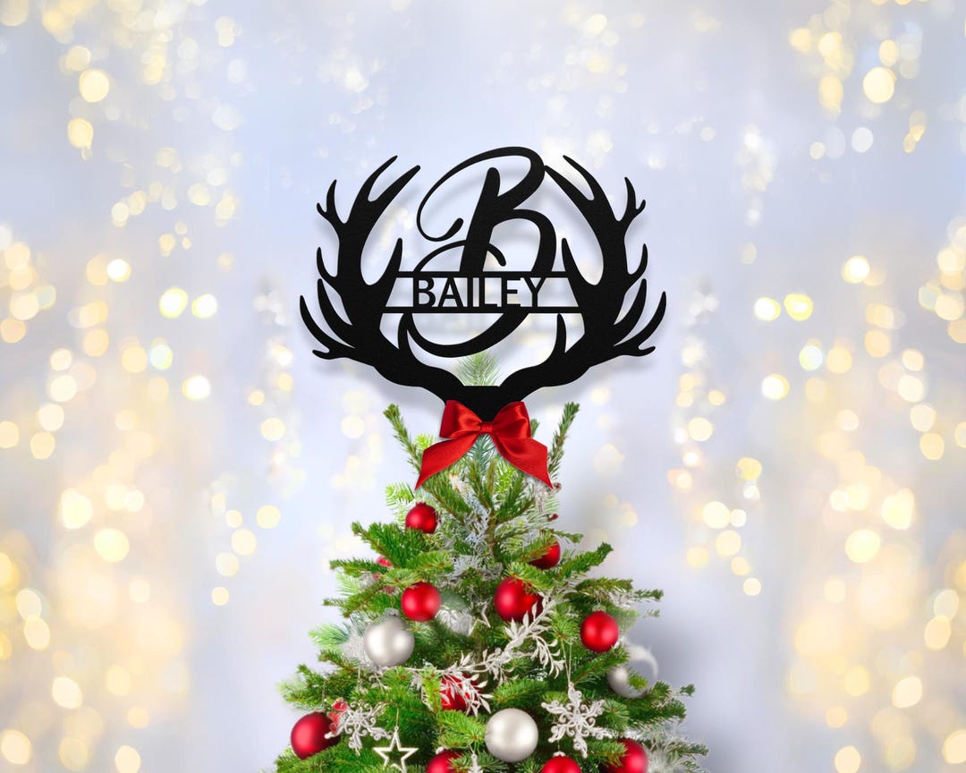 Custom Deer Antler Christmas Tree Topper: Personalized Family Name ...