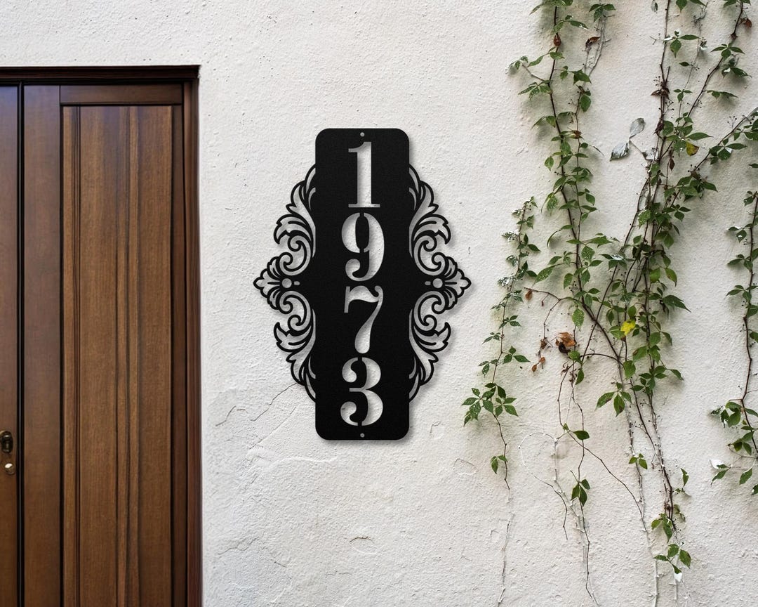 Custom Address Marker - Vertical House Number Sign- Vintage Style Metal ...