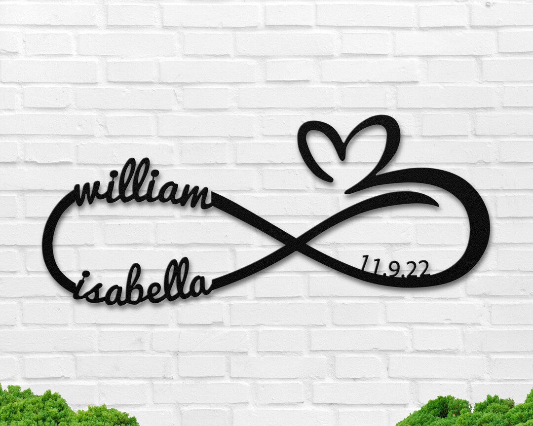 Custom Infinity Heart Metal Sign, Personalized Sign, Couple Name Sign ...