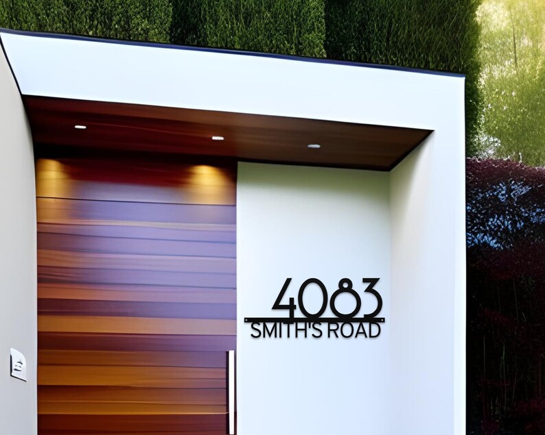 Mid Century Modern Address Sign: Steel House Number Plaque,outdoor Yard ...