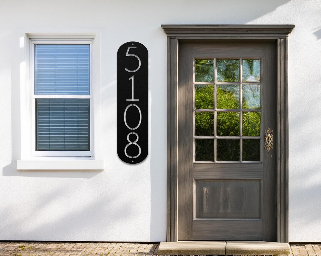 Vertical Address Sign, Metal House Number, Modern Street Sign, Address ...