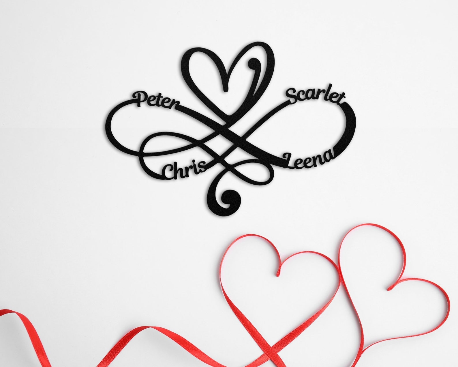 Custom 4 Names Infinity Heart Metal Sign: Family Keepsake - Etsy