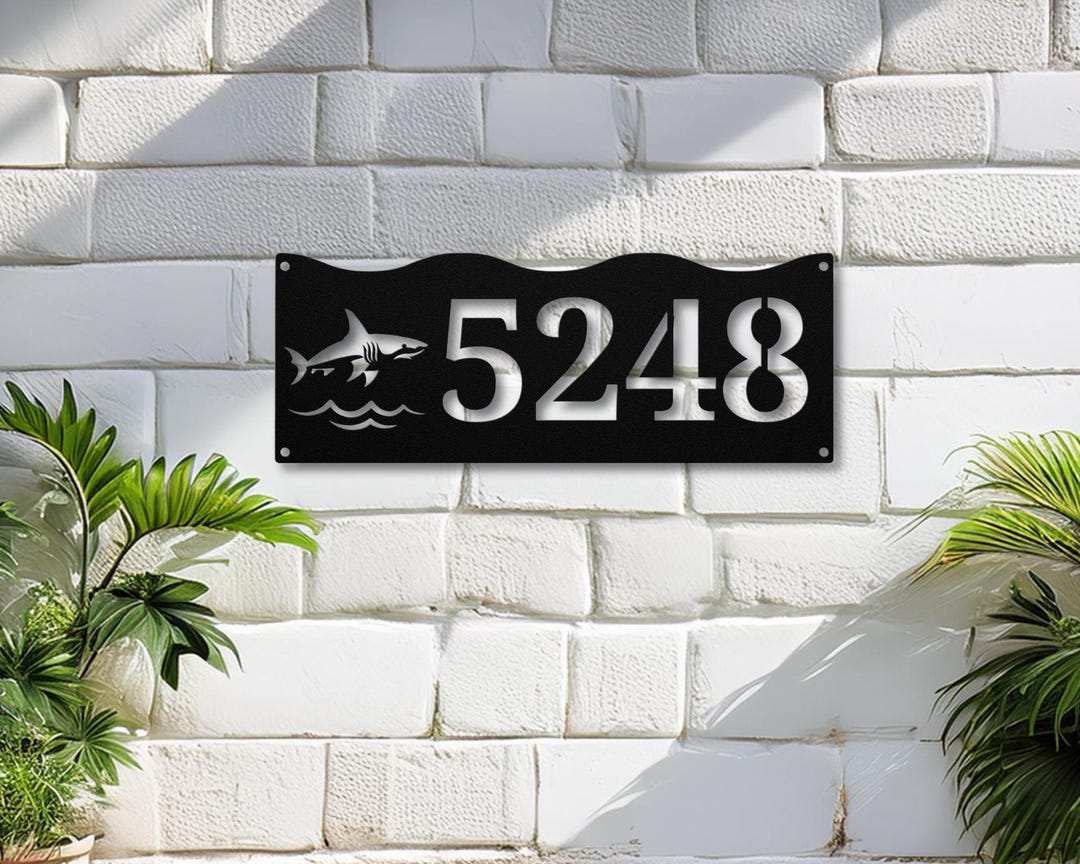 Shark Address Metal Sign: Coastal Beach House Decor - Etsy