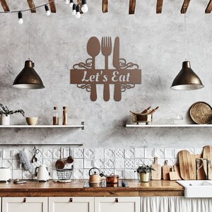 Let's Eat Sign, Kitchen Metal Sign Large, Dining Room Decor, Metal Wall ...