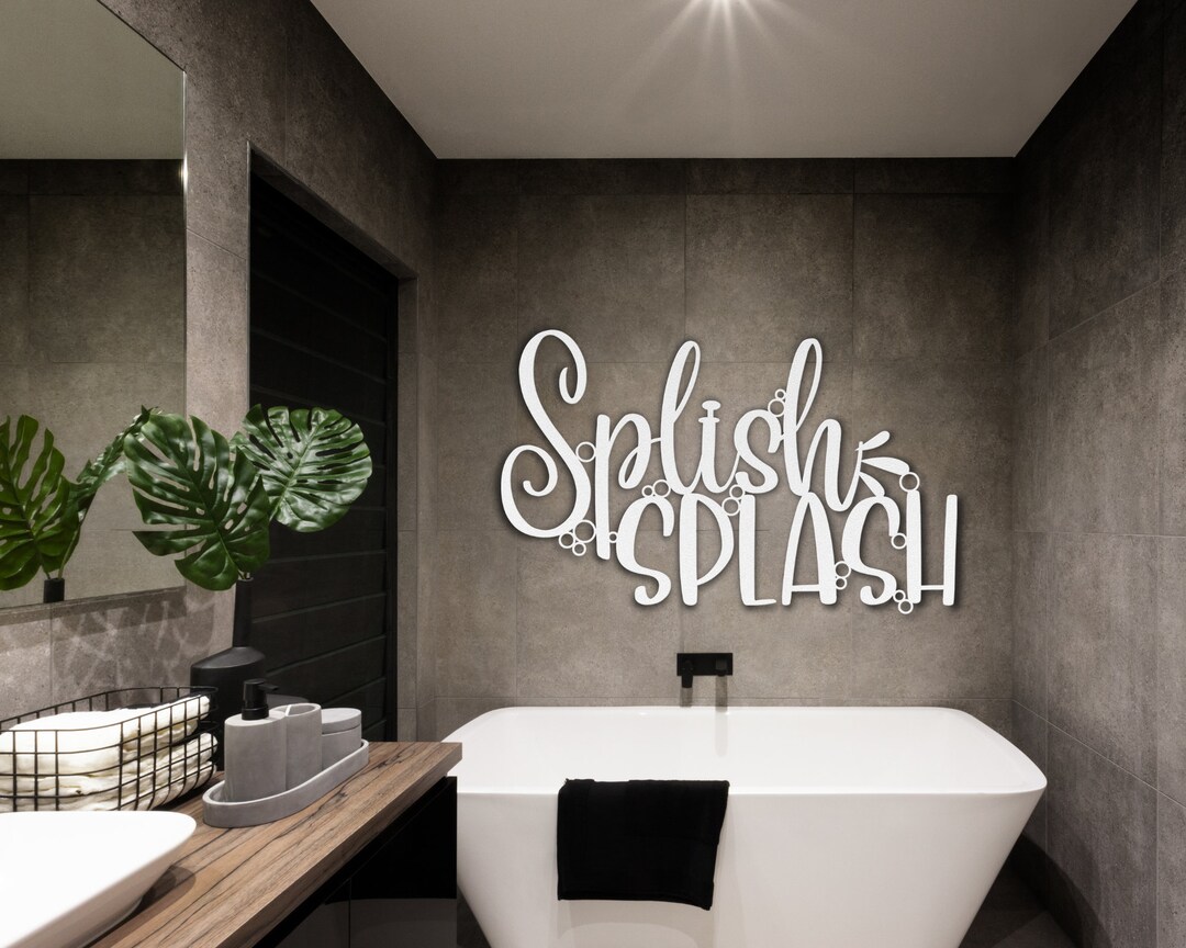 Splish Splash Metal Sign, Funny Bathroom Sign, Kids Bathroom Decor ...