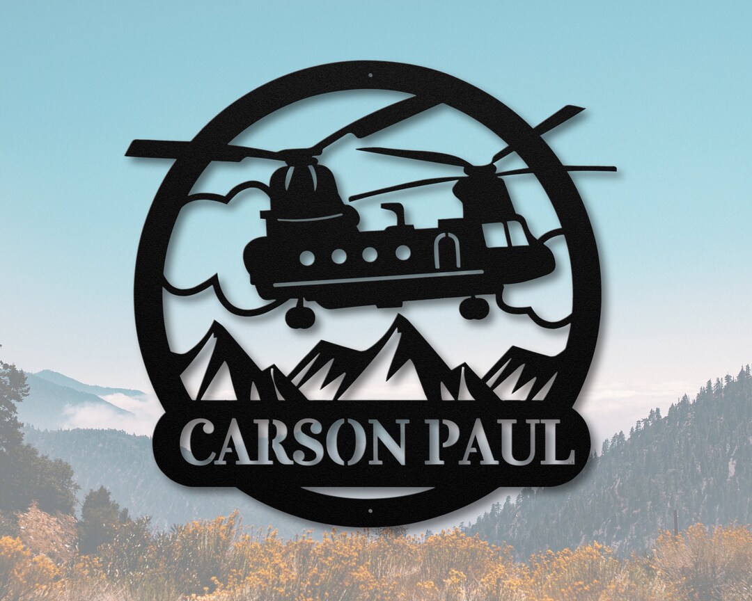 Chinook Helicopter Monogram: Personalized Metal Sign for Aviation Room ...