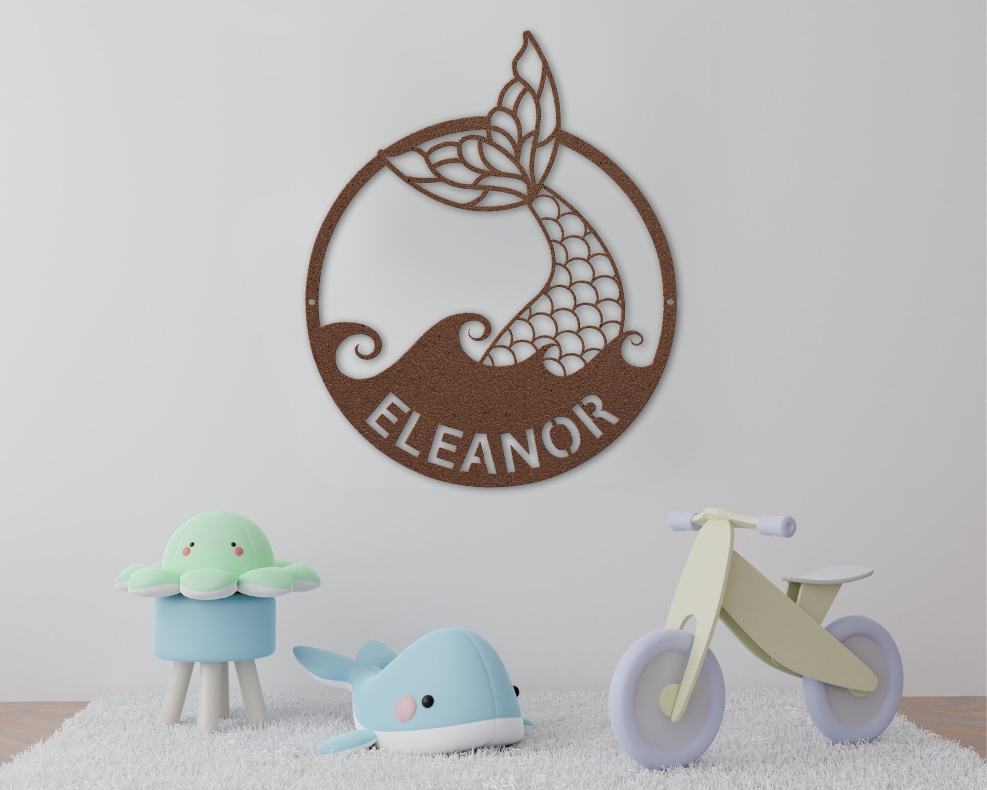 Mermaid Metal Sign for Girl's Nursery, Custom Laser Cut Name Sign ...