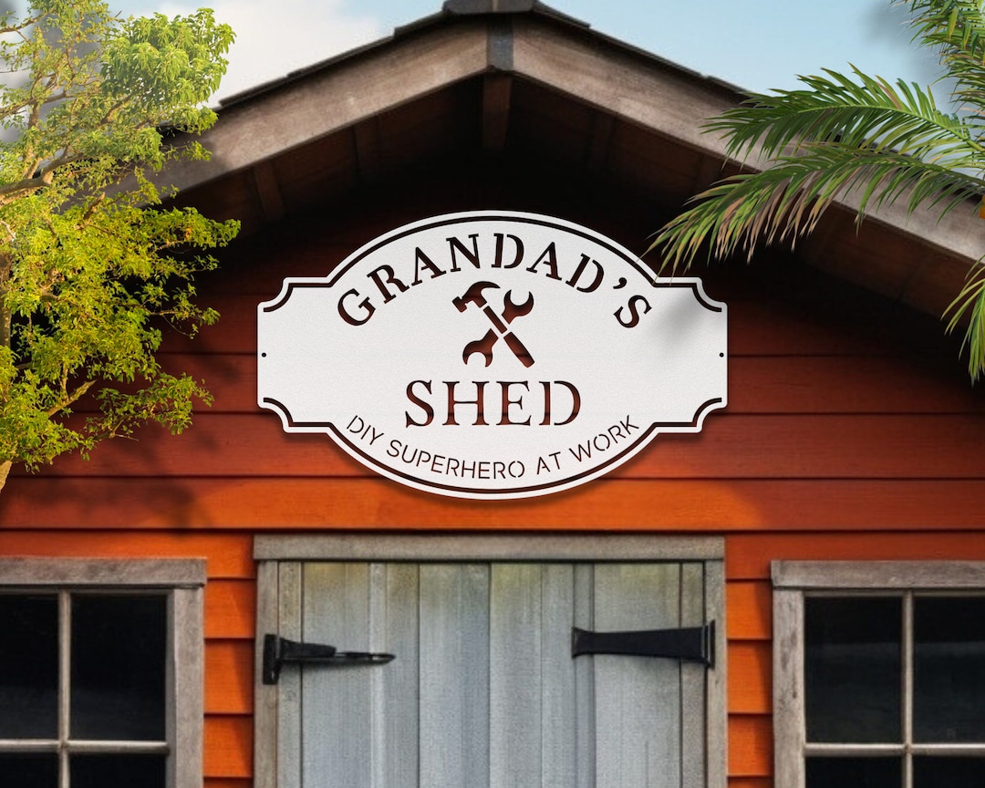 Personalized Grandad's Shed Metal Sign: Workshop Garage Decor, Woodshop ...