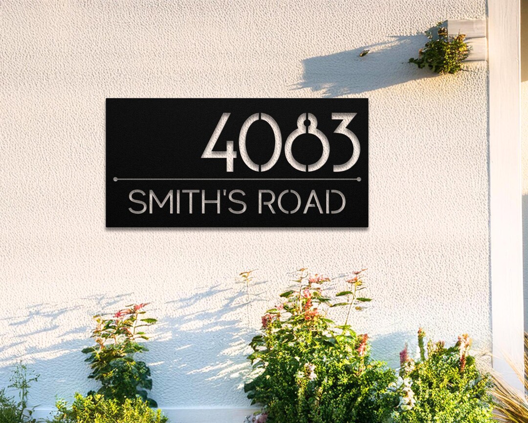 Mid Century Modern Metal Address Sign: Outdoor House Number Marker - Etsy