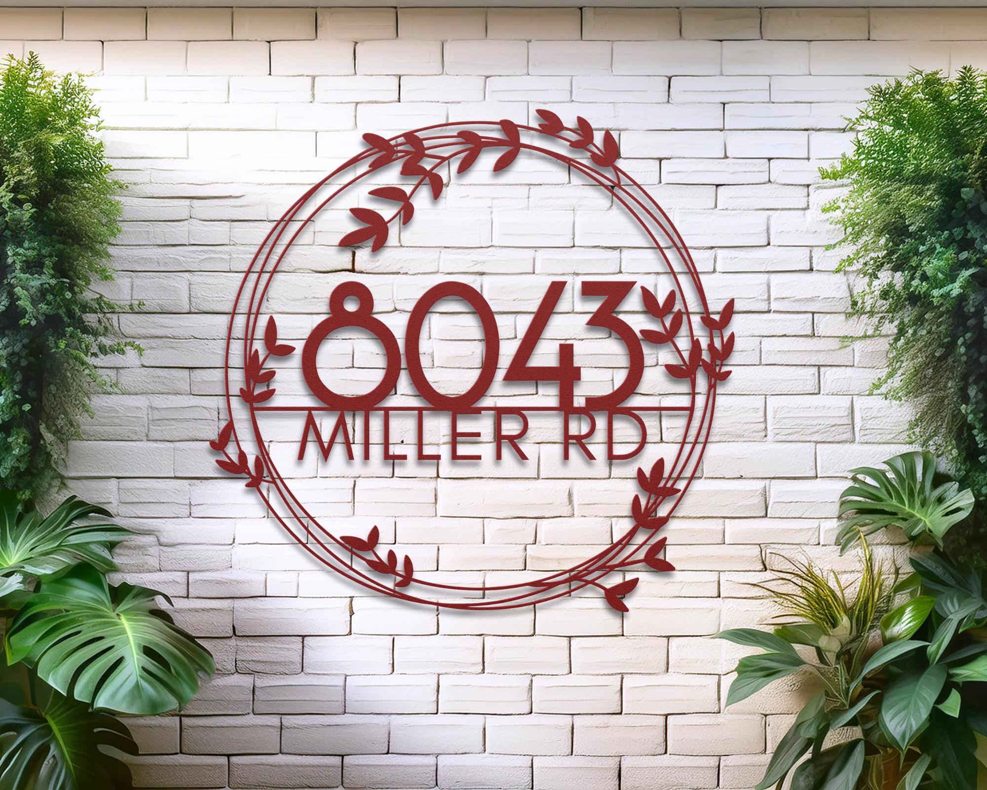 Floral Farmhouse Address Sign: Round Metal House Number Plaque - Etsy
