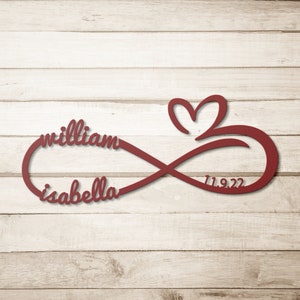 Custom Infinity Heart Metal Sign, Personalized Sign, Couple Name Sign ...