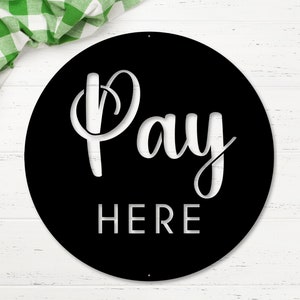 Pay Here Metal Sign Business Sign, Custom Coffee Shop Restaurant Sign ...