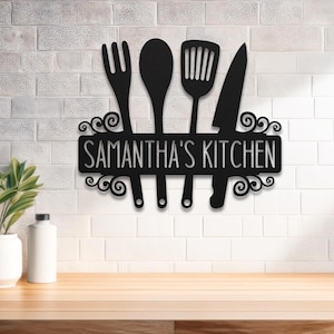 Custom Kitchen Metal Sign, Personalized Chef Sign, Kitchen Wall Decor ...