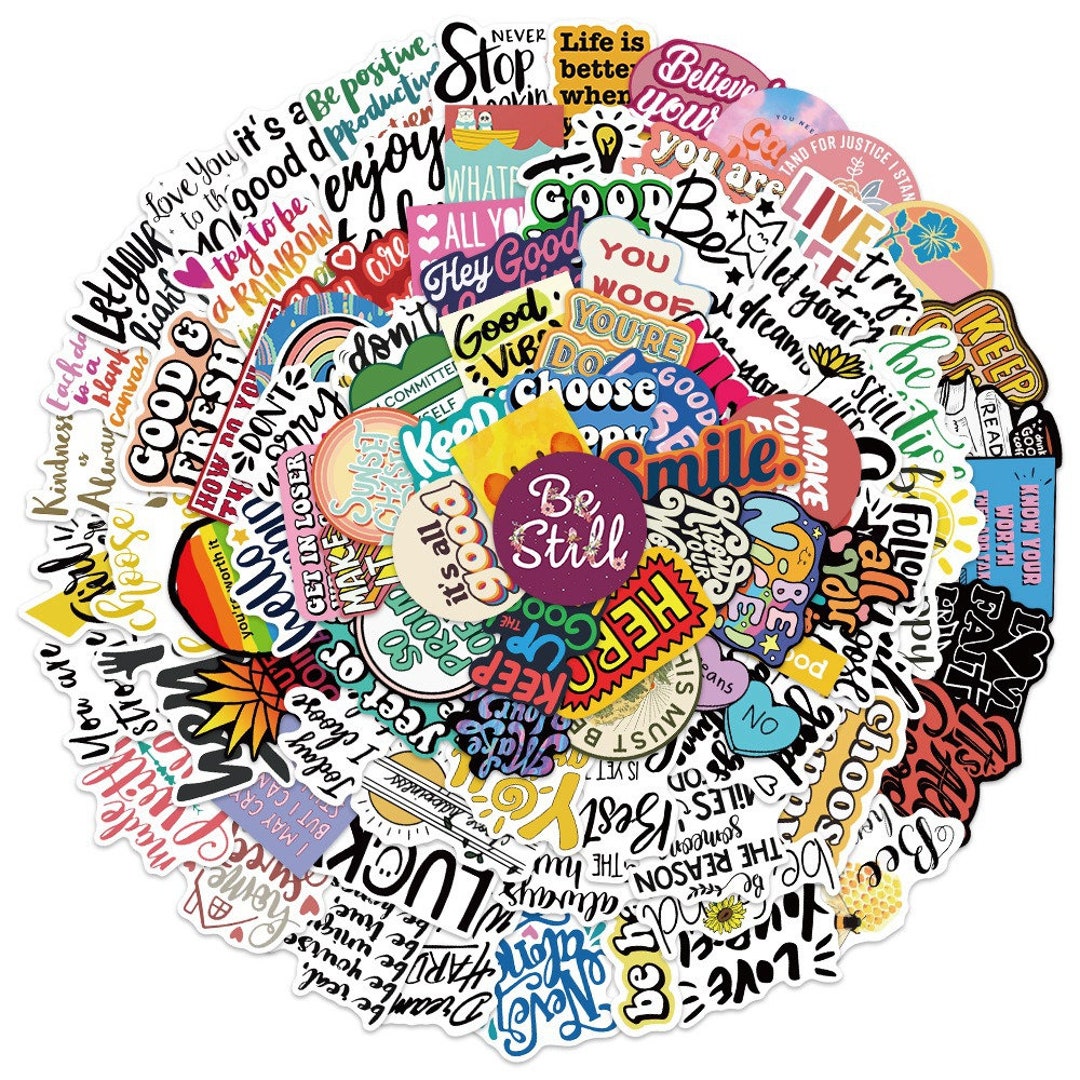 100 Stickers Slogan INS Theme Design Cute Aestheic Stickers Collection ...
