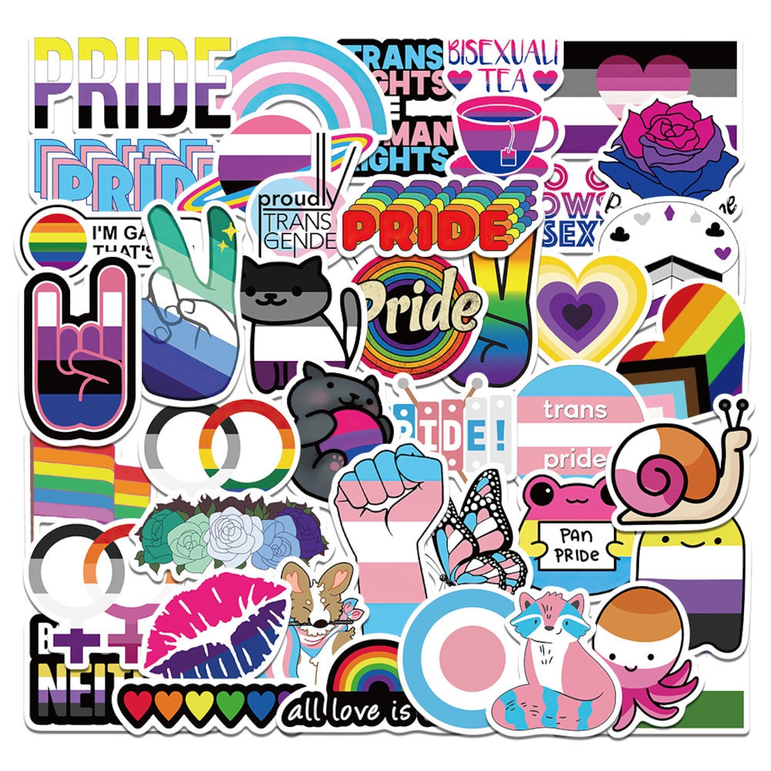 50 Stickers Rainbow LGBT 2 Design Cute Aesthetic Stickers Decal ...