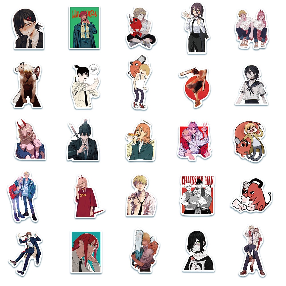 50 Stickers Chainsaw Man Anime Design Cute Aesthetic Stickers Decal ...