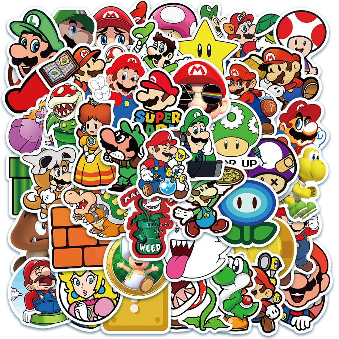 50 Stickers Super Mario P2 Design Cute Aesthetic Stickers Decal ...