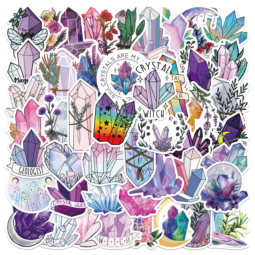 50 Stickers Crystal Design Cute Aesthetic Stickers Decal Collection - Etsy