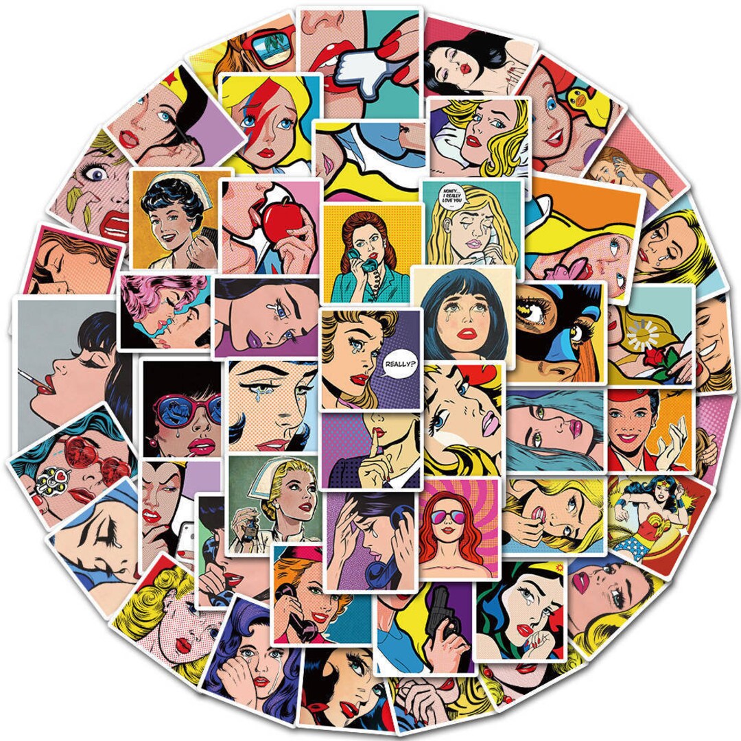 100 Stickers Pop Art Theme Design Cute Aestheic Stickers Collection - Etsy
