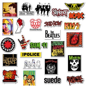 100 Stickers Rock 'N' Roll Music Bands Theme Design Cute Aestheic ...
