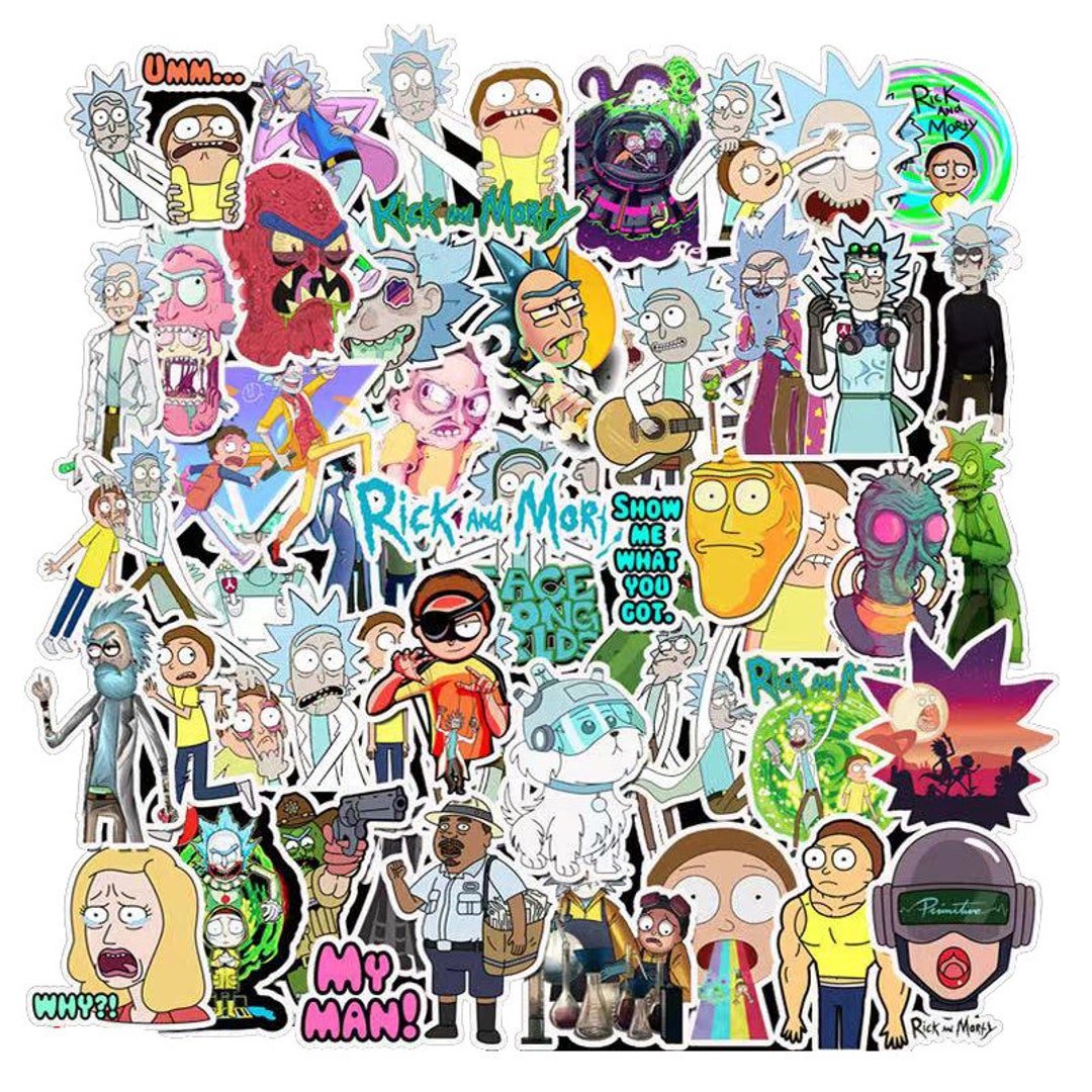 85 Stickers Rick and Morty Sci-fi Theme Design Cute Aestheic Stickers ...
