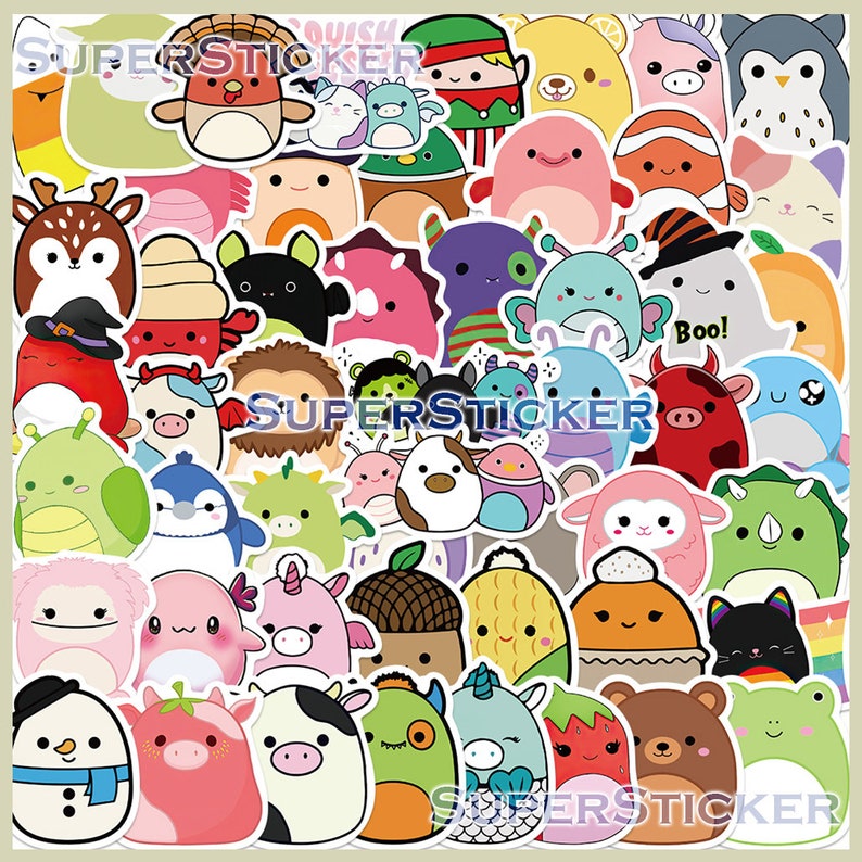 50 Stickers Squish Design Cute Aesthetic Stickers Decal - Etsy